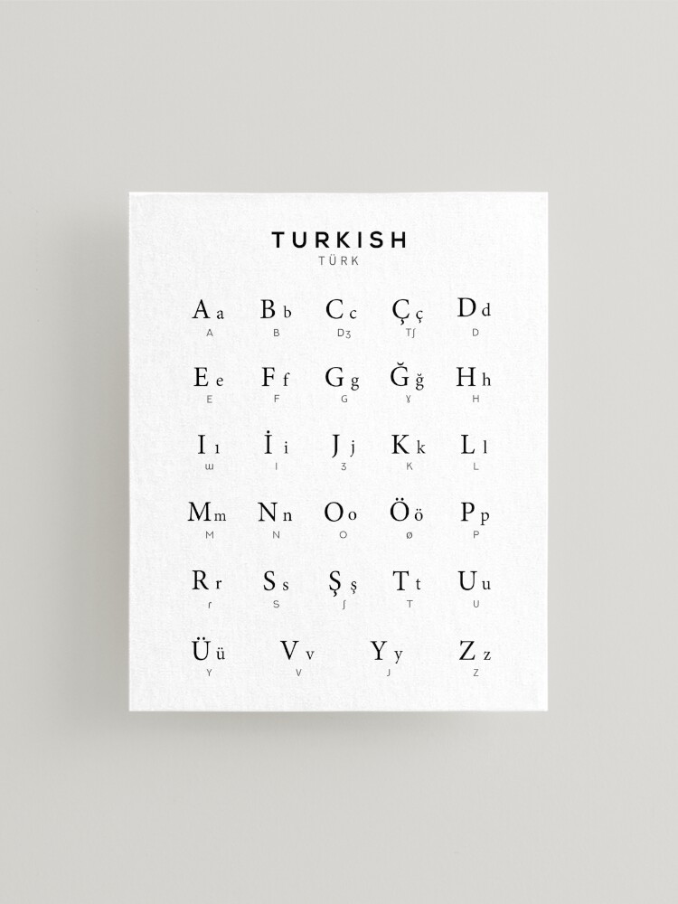 "Turkish Alphabet Chart, Turkey Language Chart, White" Mounted Print ...