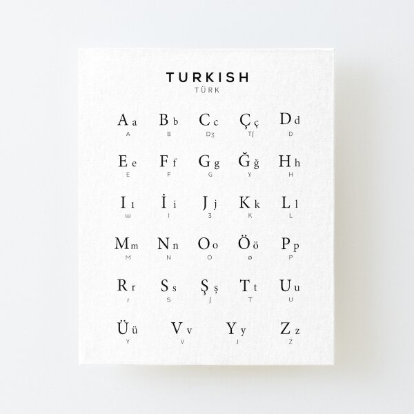 "Turkish Alphabet Chart, Turkey Language Chart, White" Mounted Print ...