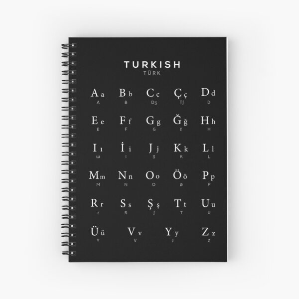 "Turkish Alphabet Chart, Turkey Language Chart, Black" Journal for Sale ...
