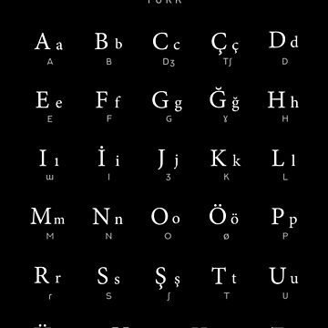 "Turkish Alphabet Chart, Turkey Language Chart, Black" Journal for Sale ...