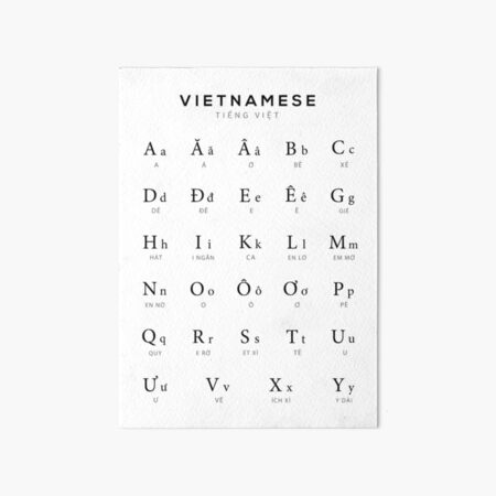 "Vietnamese Alphabet Chart, Vietnam Language Chart, White" Art Board ...