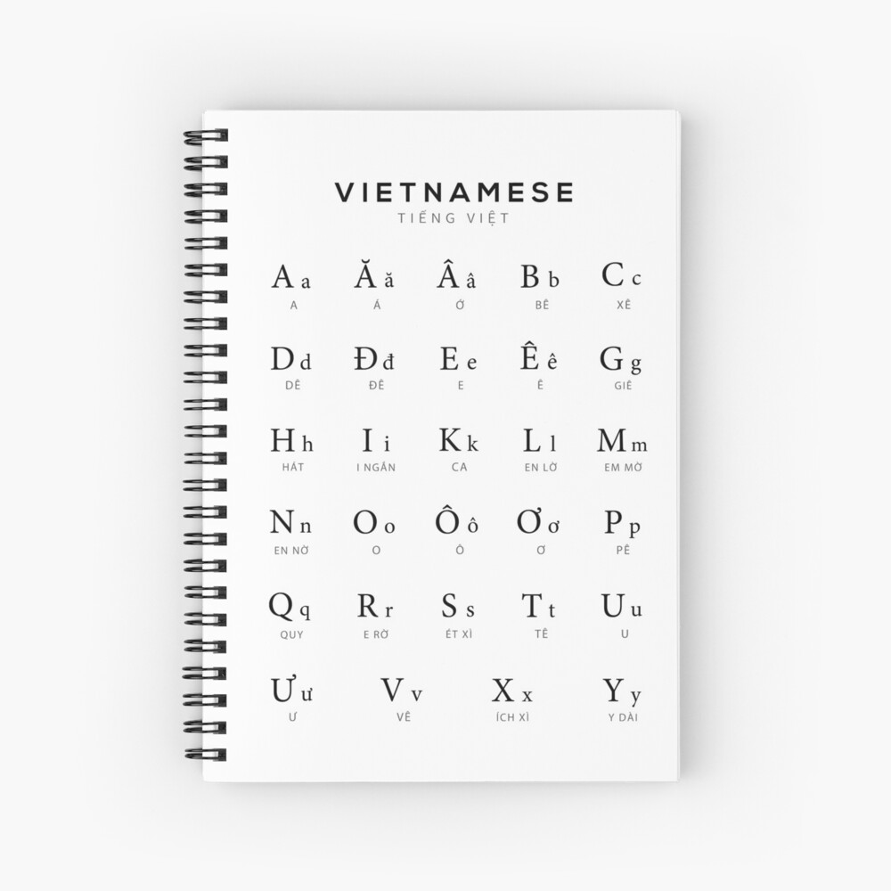 "Vietnamese Alphabet Chart, Vietnam Language Chart, White" Spiral ...
