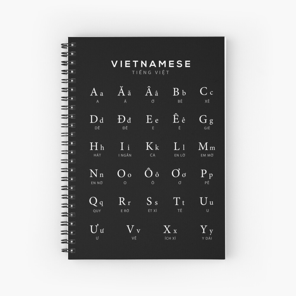 "Vietnamese Alphabet Chart, Vietnam Language Chart, Black" Spiral ...