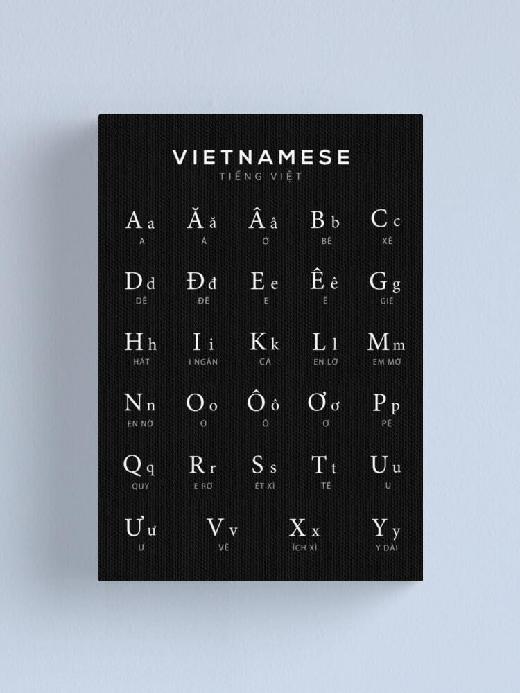 "Vietnamese Alphabet Chart, Vietnam Language Chart, Black" Canvas Print ...