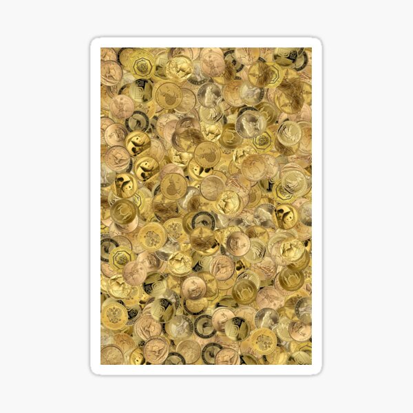 "Gold Coins" Sticker for Sale by Montage-Madness | Redbubble