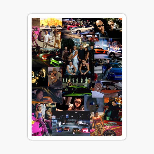 "Fast and Furious collage " Sticker for Sale by F1things | Redbubble