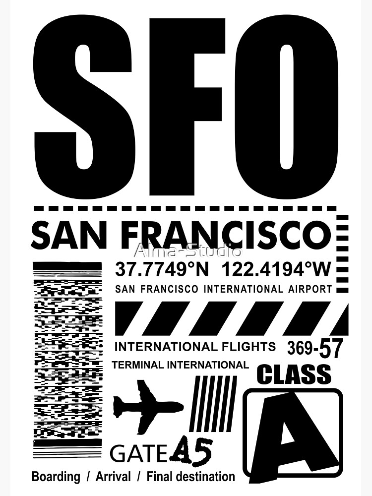 "San Francisco International Airport SFO" Sticker by Alma-Studio ...