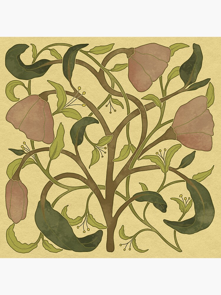 "William Morris inspired watercolor flowers" Sticker by cat-astro-phe ...