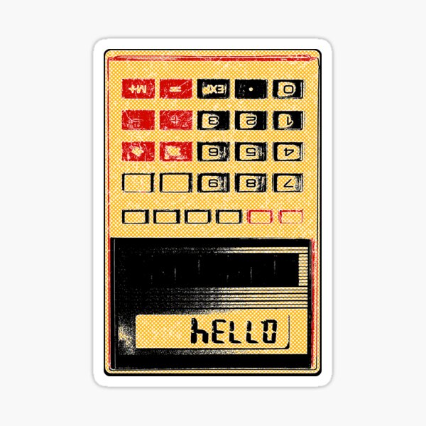 "Calculator Retro Geek Upside Down HELLO Funny Math Nerd" Sticker by ...