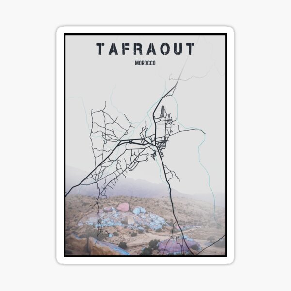 "Map of Tafraout Morocco" Sticker for Sale by PostersProf1 | Redbubble