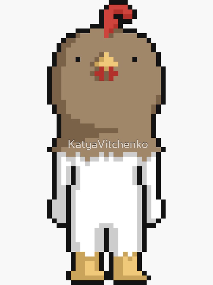 Sticker « Poule drôle de dessin animé de pixel art », par ...