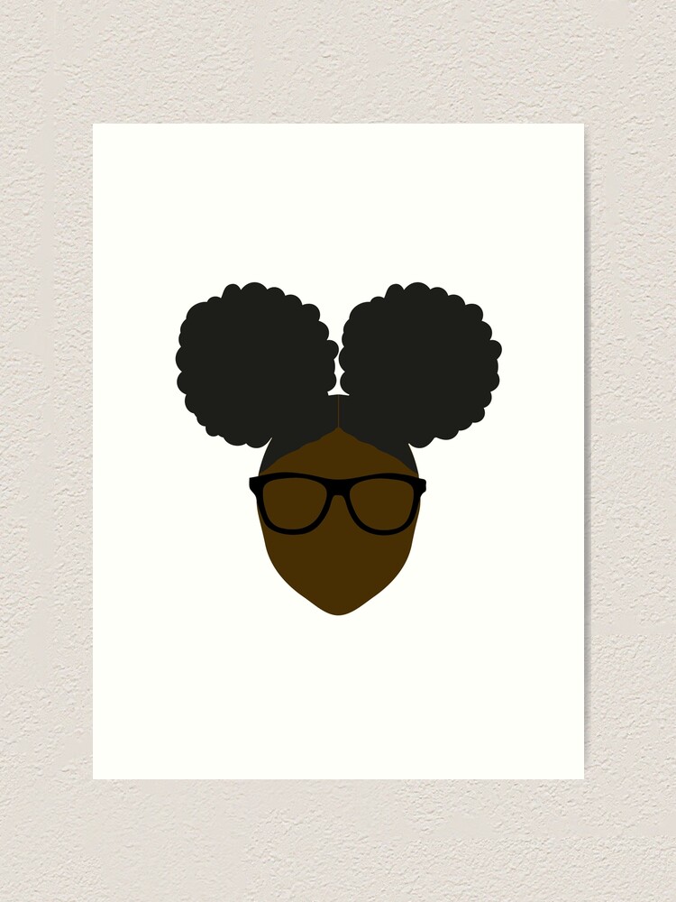 Afro Puffs Dark Skin Black Girl Nerd Blerd Art Print By