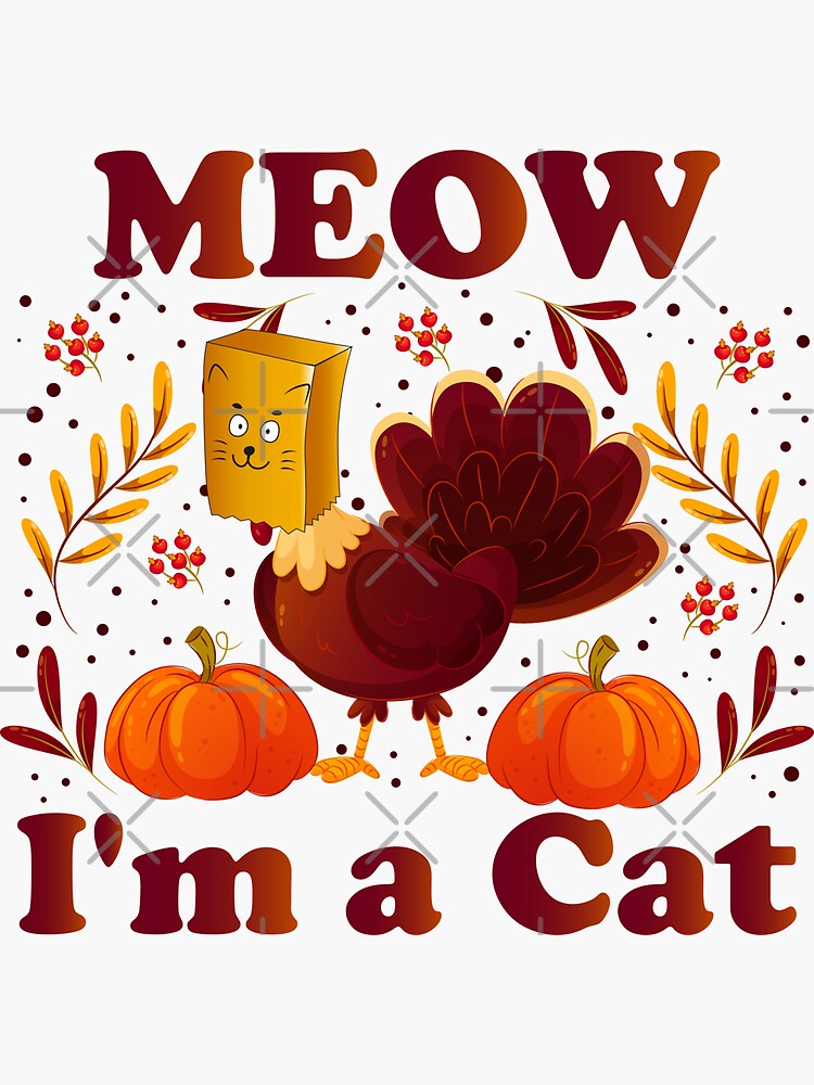 "Thanksgiving Funny Turkey Fake Cat Retro Kids Women Men Thanksgiving ...