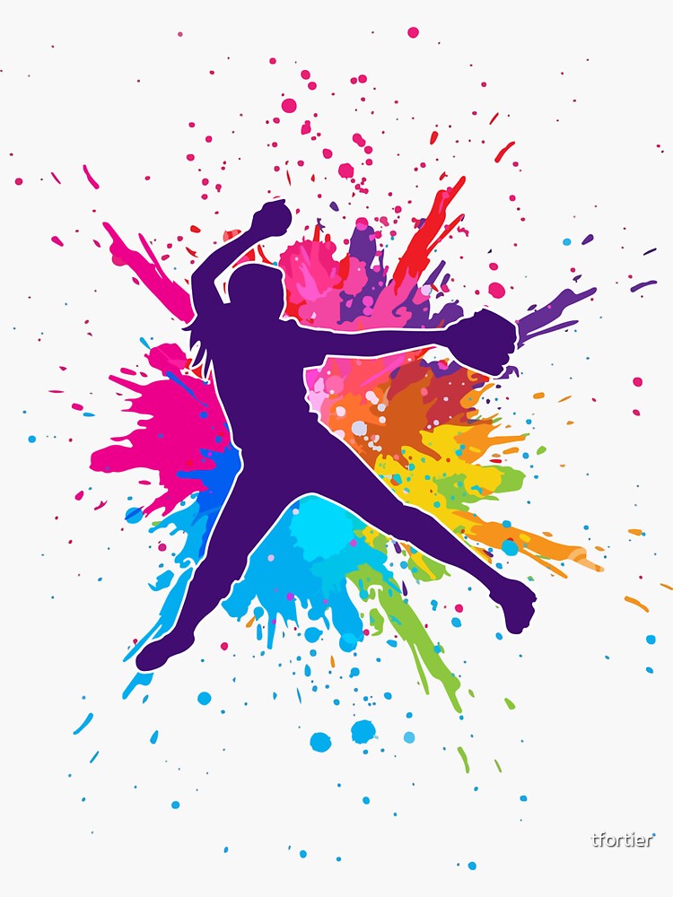"Colorful Female Softball pitcher Splatter" Sticker for Sale by ...