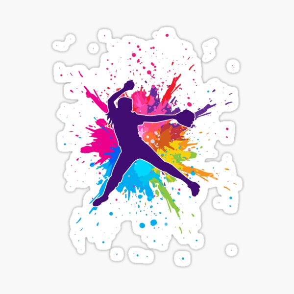 "Colorful Female Softball pitcher Splatter" Sticker for Sale by ...