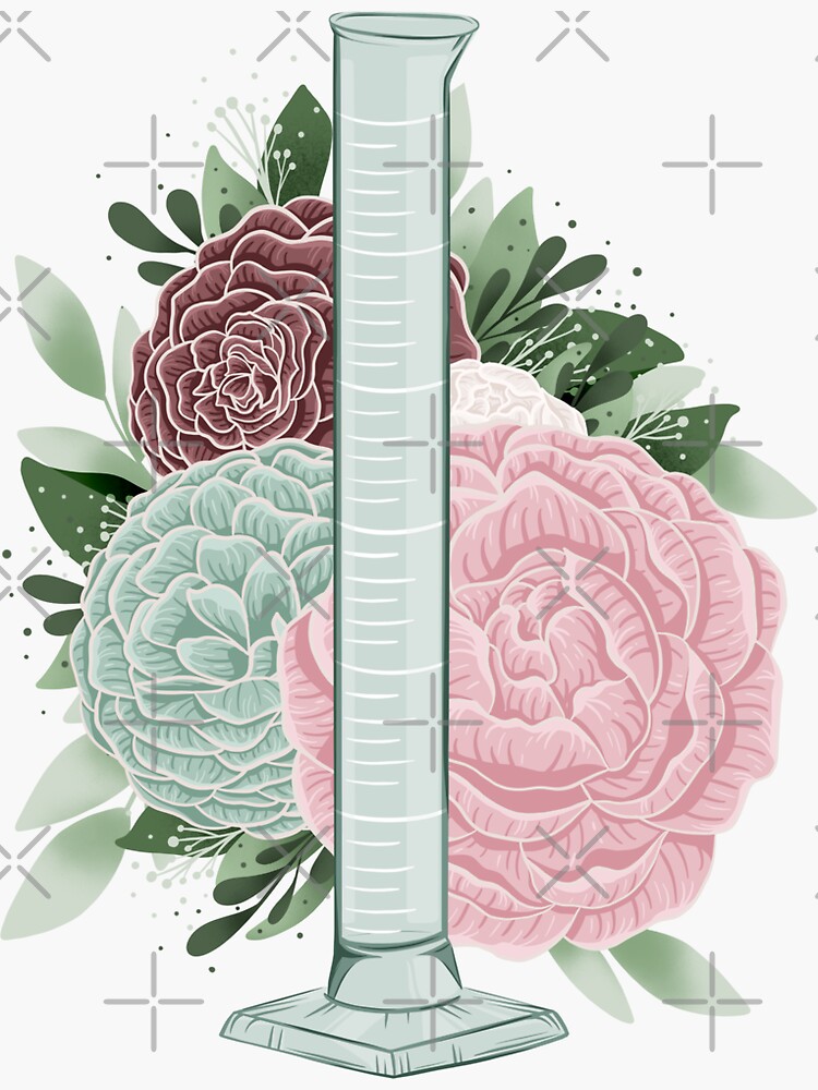 "Floral Graduated Cylinder Pink" Sticker by Lindsey23art | Redbubble