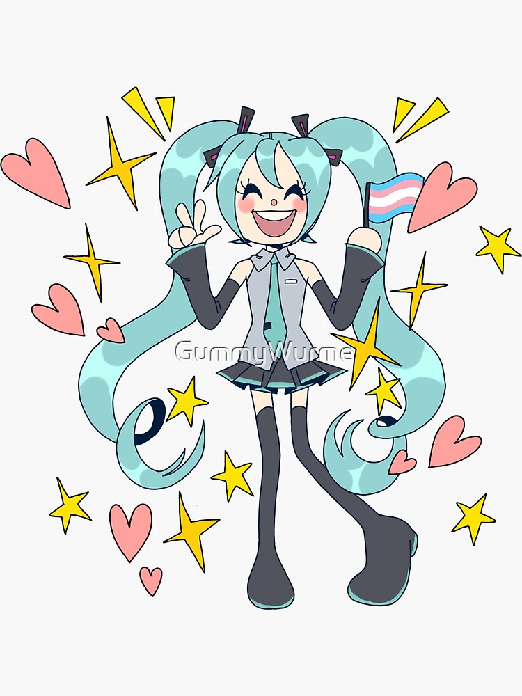 "Miss Hatsune Miku for Pride! (trans flag vers)" Sticker by GummyWurme ...