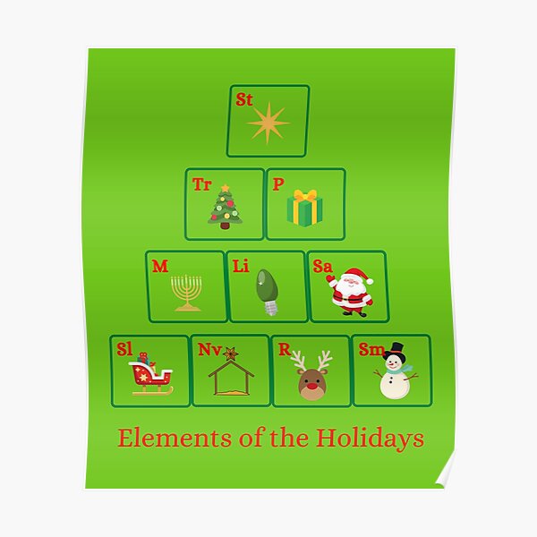 Póster «Elementos del árbol de Navidad de química» de petplushuman ...