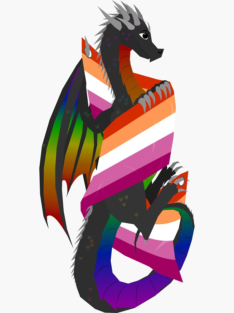 "Black Dragon, Lesbian Flag + Rainbow | LGBTQIA+ Flag Dragon" Sticker ...
