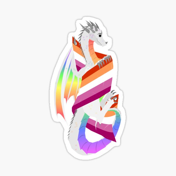 "White Dragon, Lesbian Flag + Rainbow | LGBTQIA+ Flag Dragon" Sticker ...