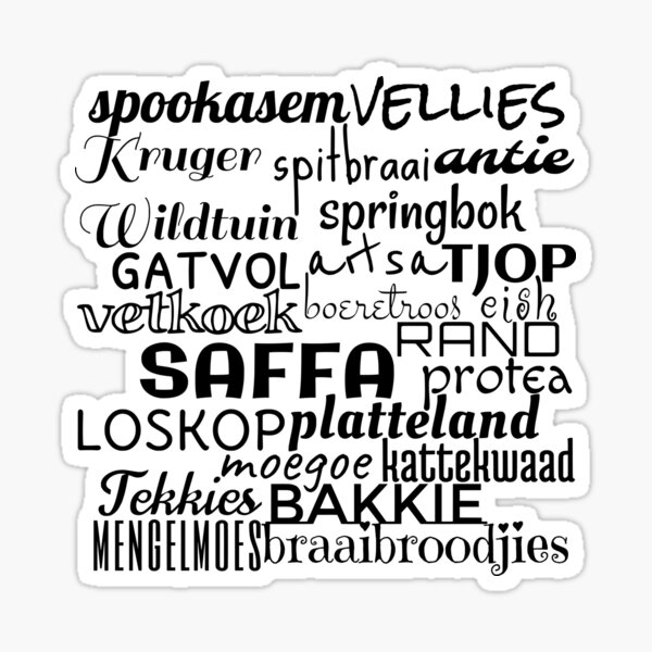"Afrikaans word art (spookasem)" Sticker for Sale by nicolenevans ...