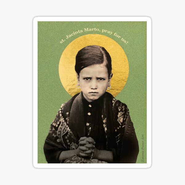 "St. Jacinta Marto of Fatima gold leaf design" Sticker for Sale by emma ...