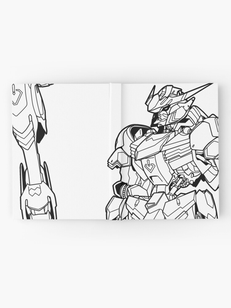"Gundam Barbatos Outline Black" Hardcover Journal by MossLoves | Redbubble