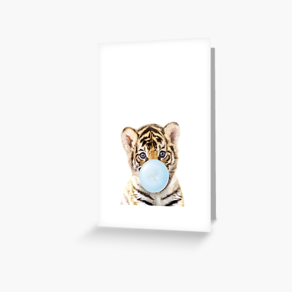 "Baby Tiger Blowing Blue Bubble Gum, Baby Boy, Nursery, Baby Animals ...
