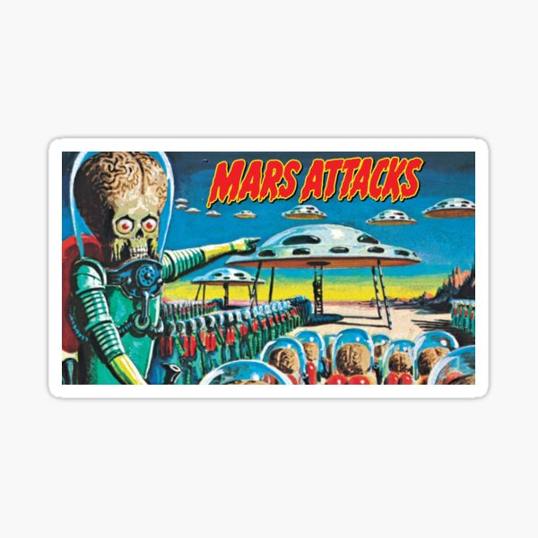 "Mars Attacks, green alien" Sticker for Sale by manelghanem | Redbubble