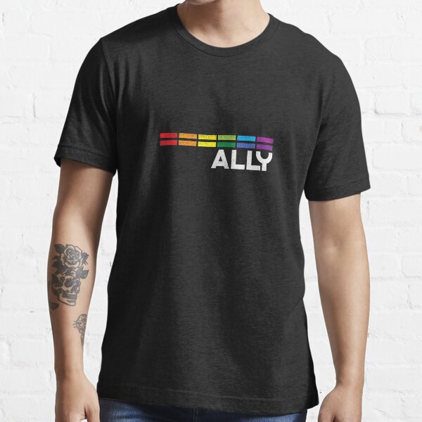 "Ally Bars with Pride Rainbow Flag for LGBTQ Equality Gay Pride Ally" T ...