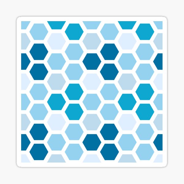 "blue hexagonal blossoms" Sticker by NouaxDesign | Redbubble