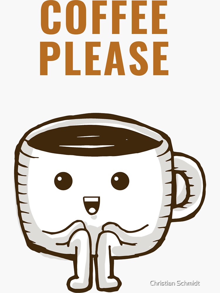 "Coffee please! Wake up with coffee. Shirts and stickers" Sticker for ...