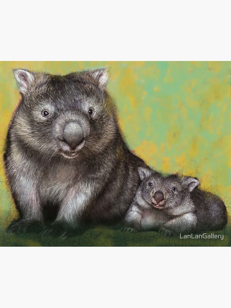 "The Portrait of a Warm Wombat Family" Sticker by LanLanGallery | Redbubble