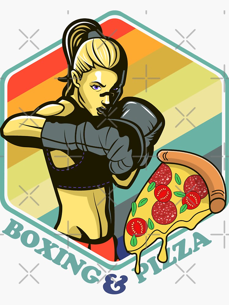 "Boxing Girl Pizza Lady Boxer" Sticker by TheAplus | Redbubble