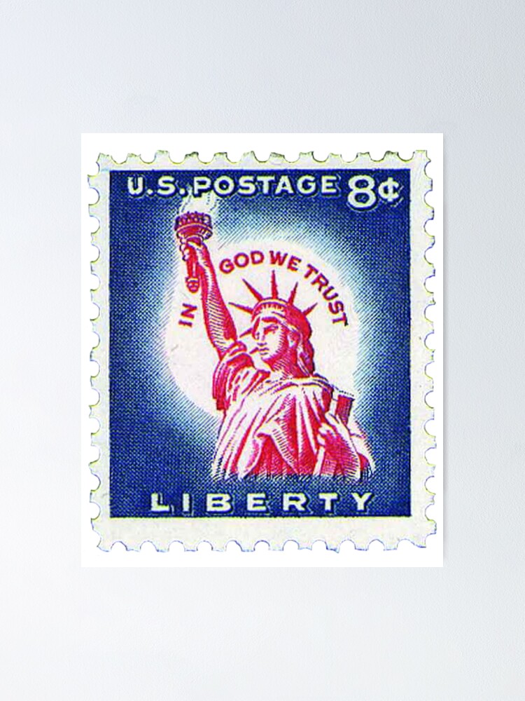 "Vintage USA Lady Liberty Statue Postage Stamp" Poster for Sale by red ...