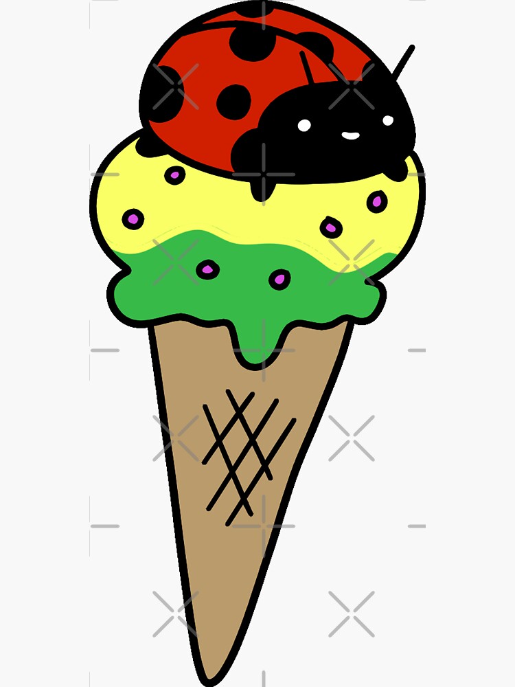 "Ladybug Icecream Cone" Sticker for Sale by SaradaBoru | Redbubble