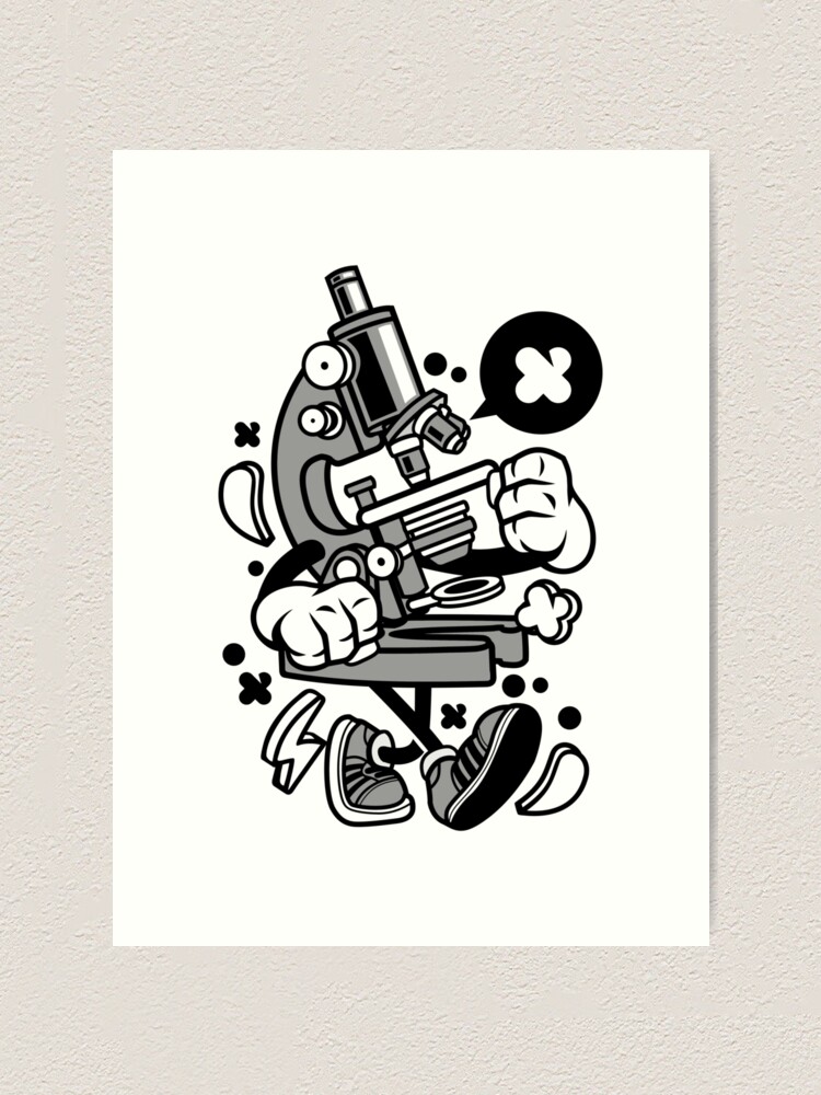 "1064 Microscope Fun Hand Drawn Cartoon Illustration" Art Print for ...