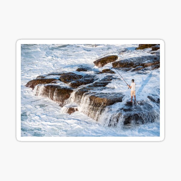 "Fisherman On The Rocks" Sticker for Sale by AndrewGoodall | Redbubble