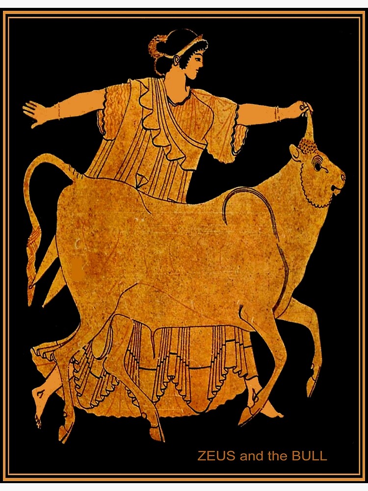 "ZEUS and the BULL: Greek Ancient God Print" Poster for Sale by ...