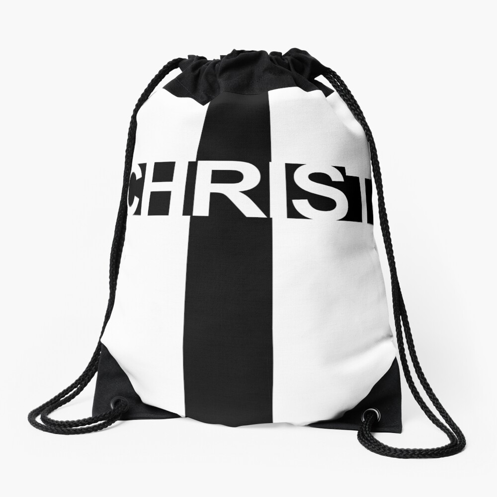 "Christ - Word On A Christian Cross" Drawstring Bag for Sale by ...