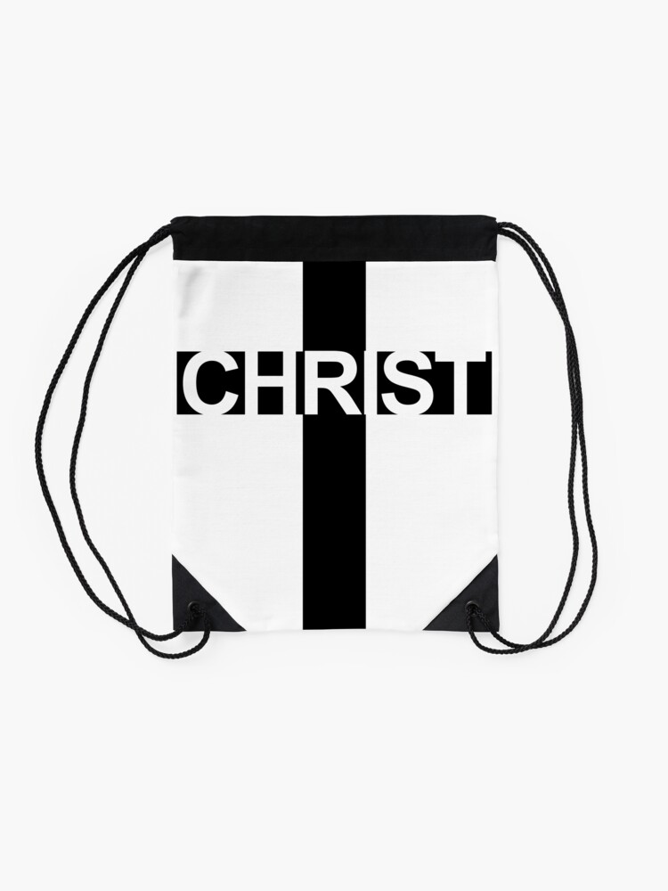 "Christ - Word On A Christian Cross" Drawstring Bag for Sale by ...