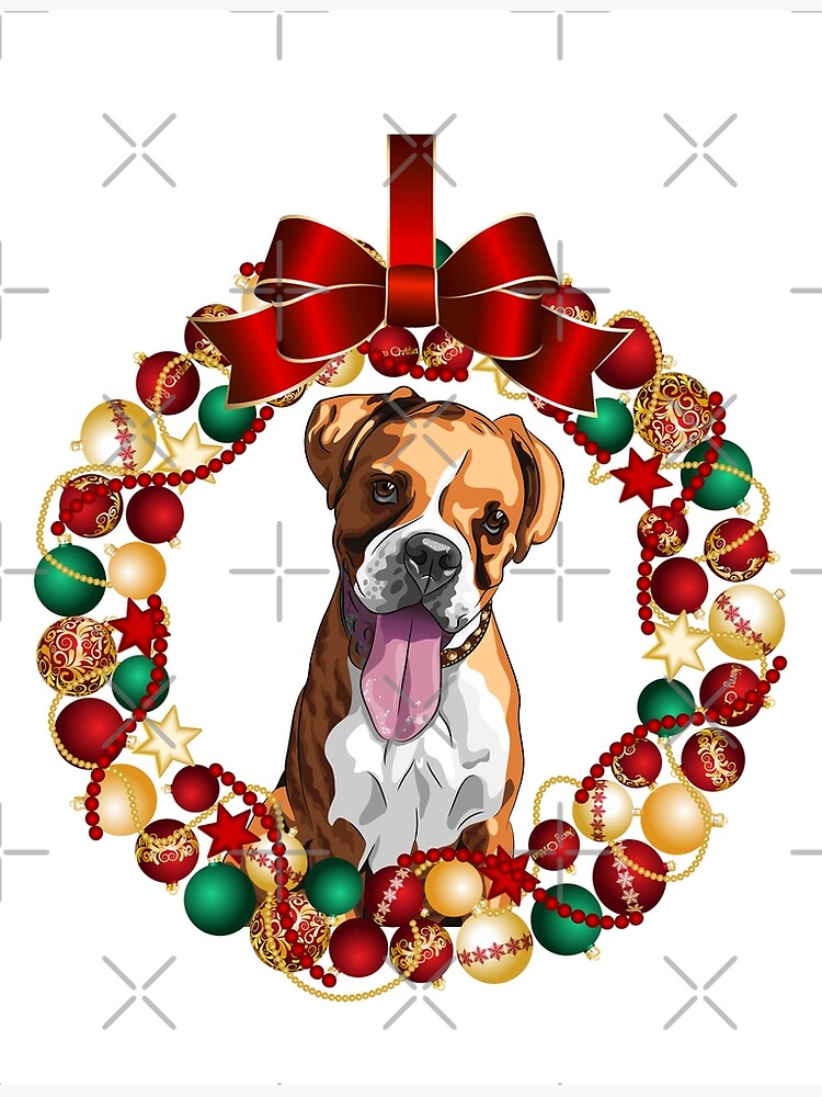Lámina fotográfica «Ilustración de Navidad Boxer Dog: Boxer en una ...