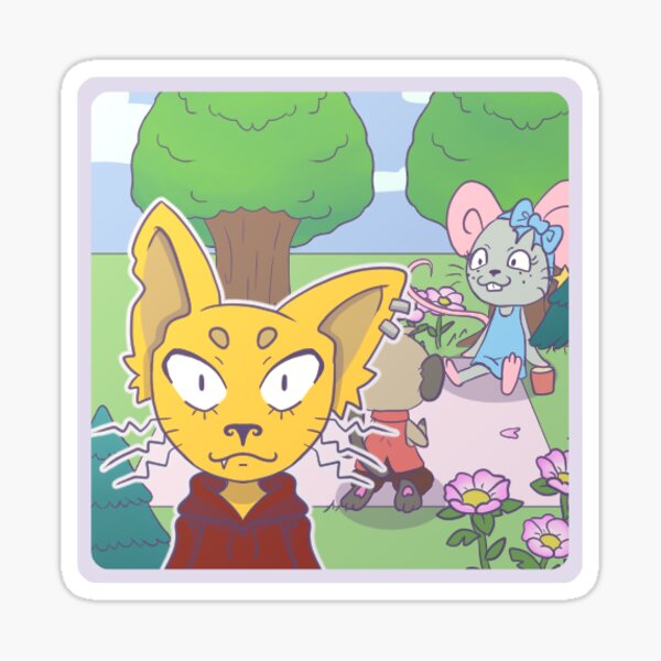 "Cartoon comic spring cat" Sticker by PhantomBell | Redbubble