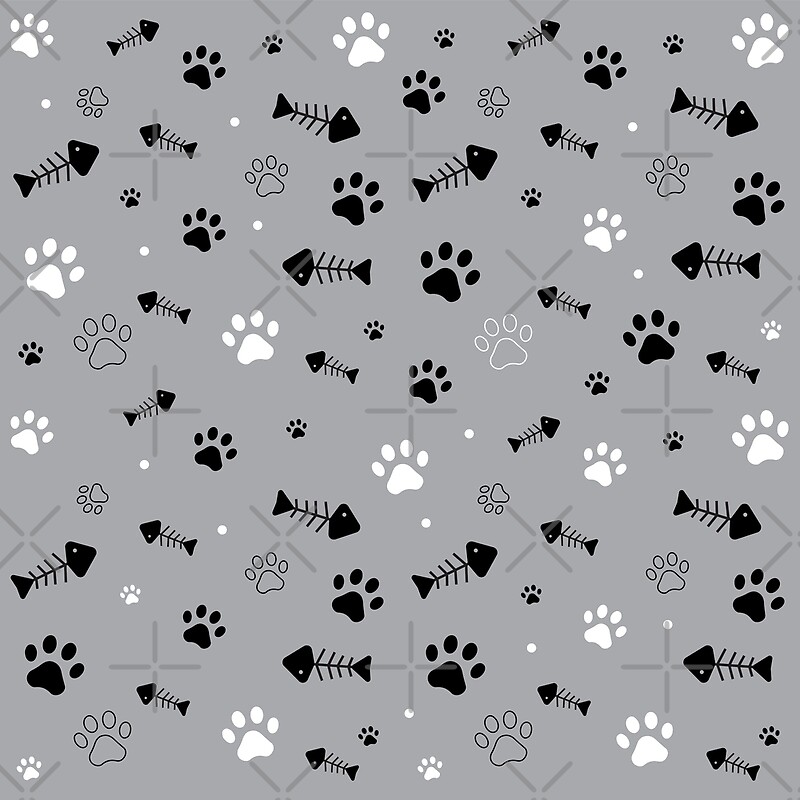 "Cat Paw Fish Skeleton Pattern" by uranus-art | Redbubble