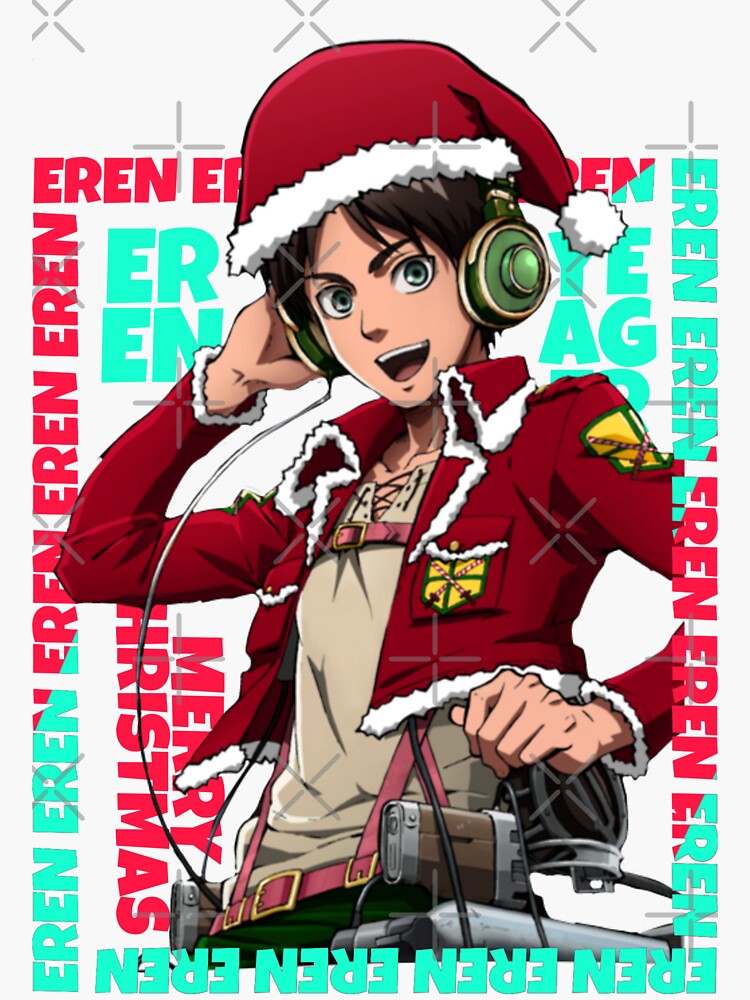 "Eren yeager - attack on titan - Christmas sweater " Sticker by ...