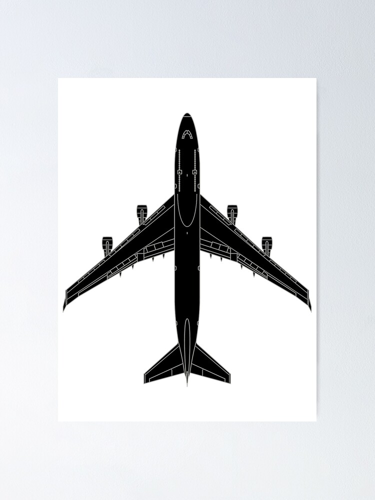"Boeing 747 Black Top View" Poster for Sale by Avinez | Redbubble