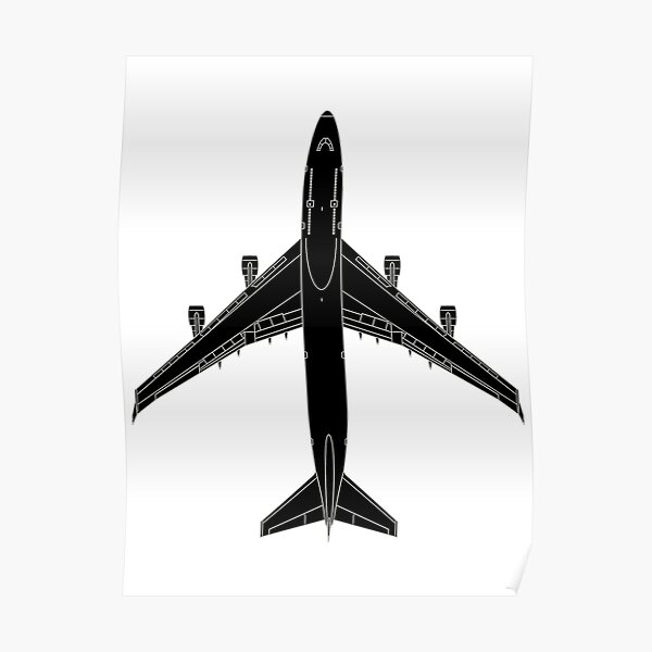 "Boeing 747 Black Top View" Poster by Avinez | Redbubble