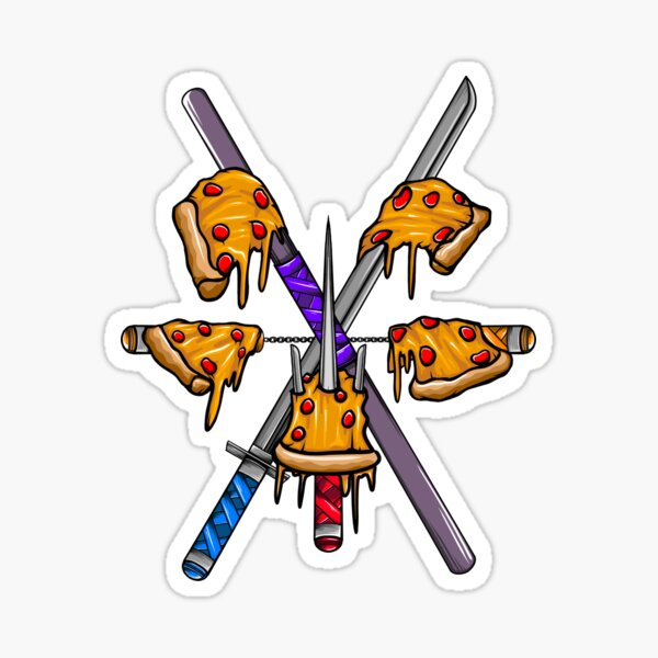 "Teenage Ninja Pizza" Sticker for Sale by 90stoys | Redbubble