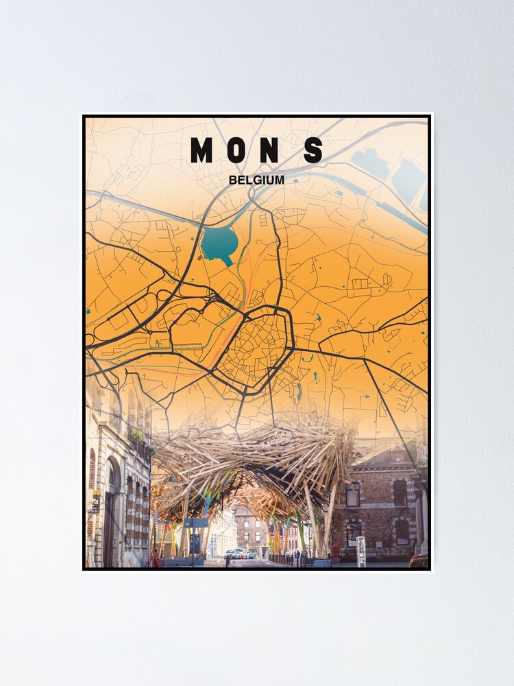 "Mons Belgium City Map" Poster by PostersProf1 | Redbubble