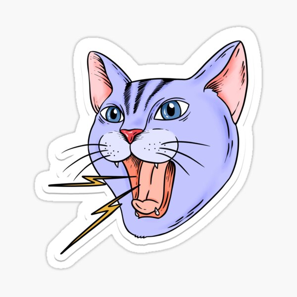 "Loud Meow Scream by Blue Color Cat " Sticker by BerryCats | Redbubble